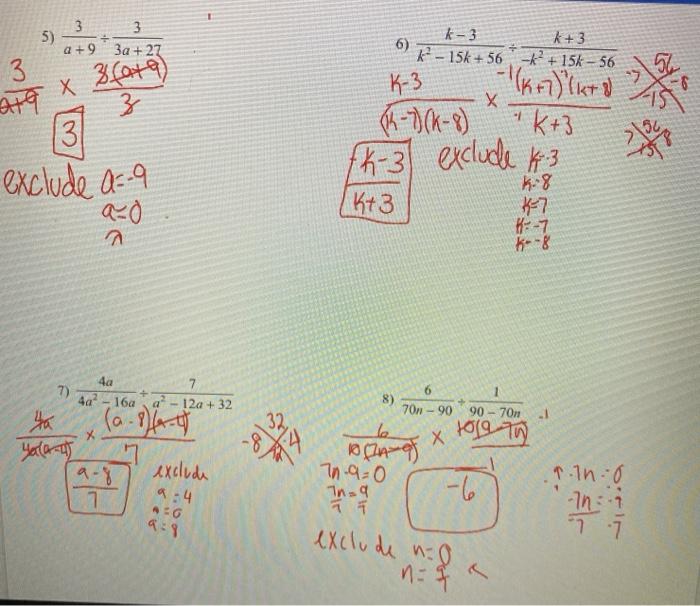 Solved 5) 3 3 + a +9 3a +27 3 50 X Х k - 3 +3 6) k - 15k+56 | Chegg.com