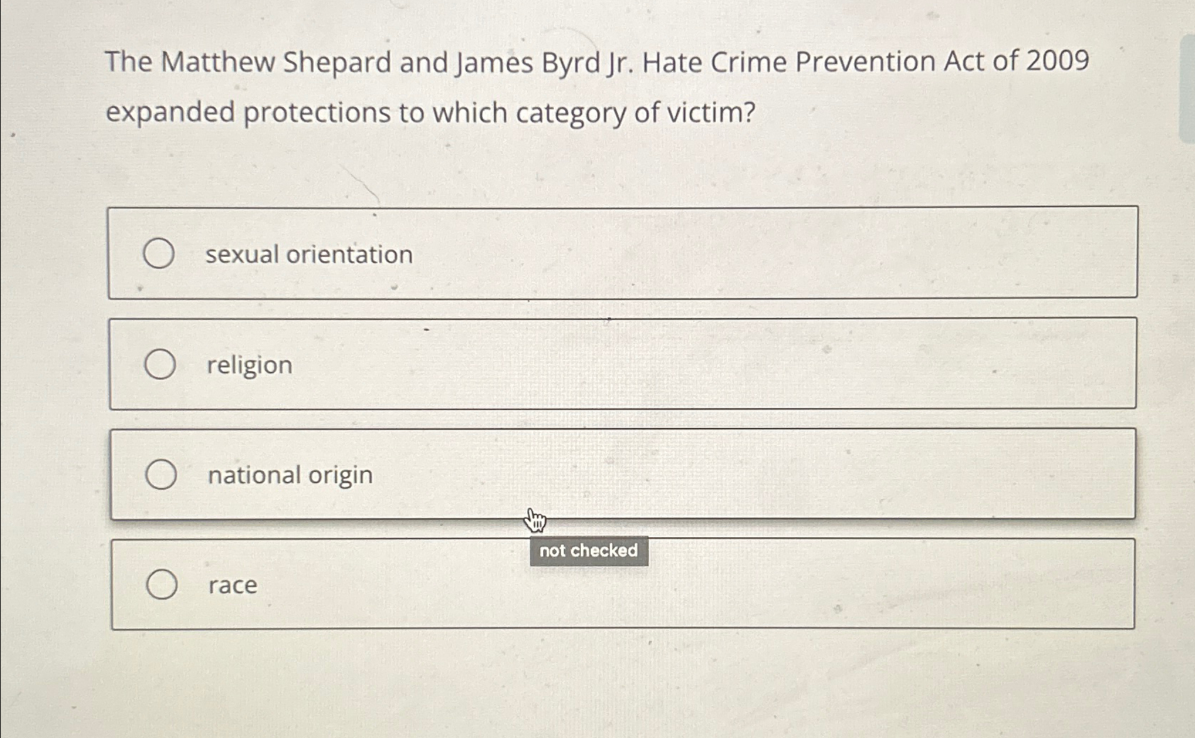 Solved The Matthew Shepard and James Byrd Jr. ﻿Hate Crime | Chegg.com
