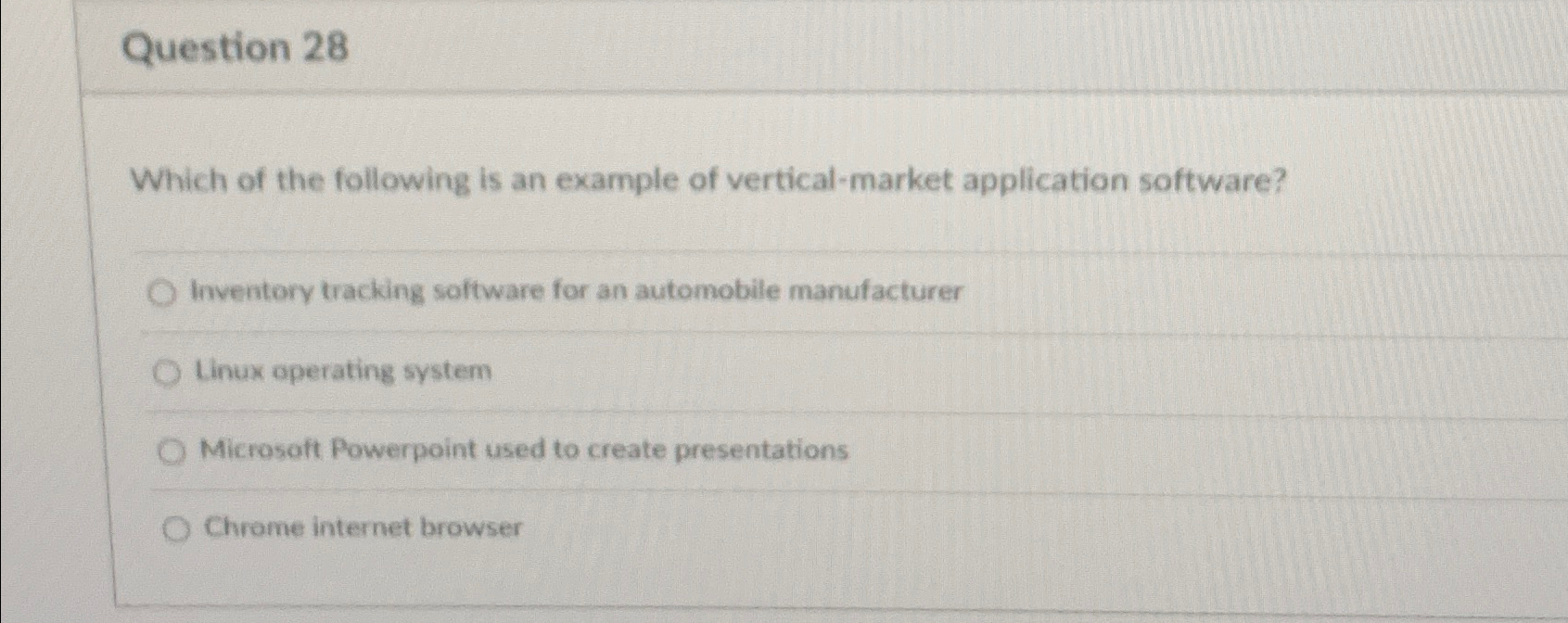 Solved Question 28Which of the following is an example of | Chegg.com