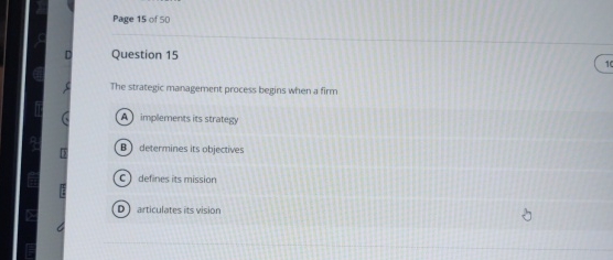 Solved Page 15 of 50Question 15The strategic management | Chegg.com Solved Page 15 of 50Question 15The strategic management | Chegg.com