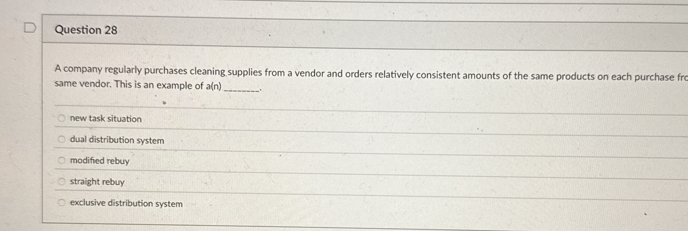 Solved Question 28A company regularly purchases | Chegg.com