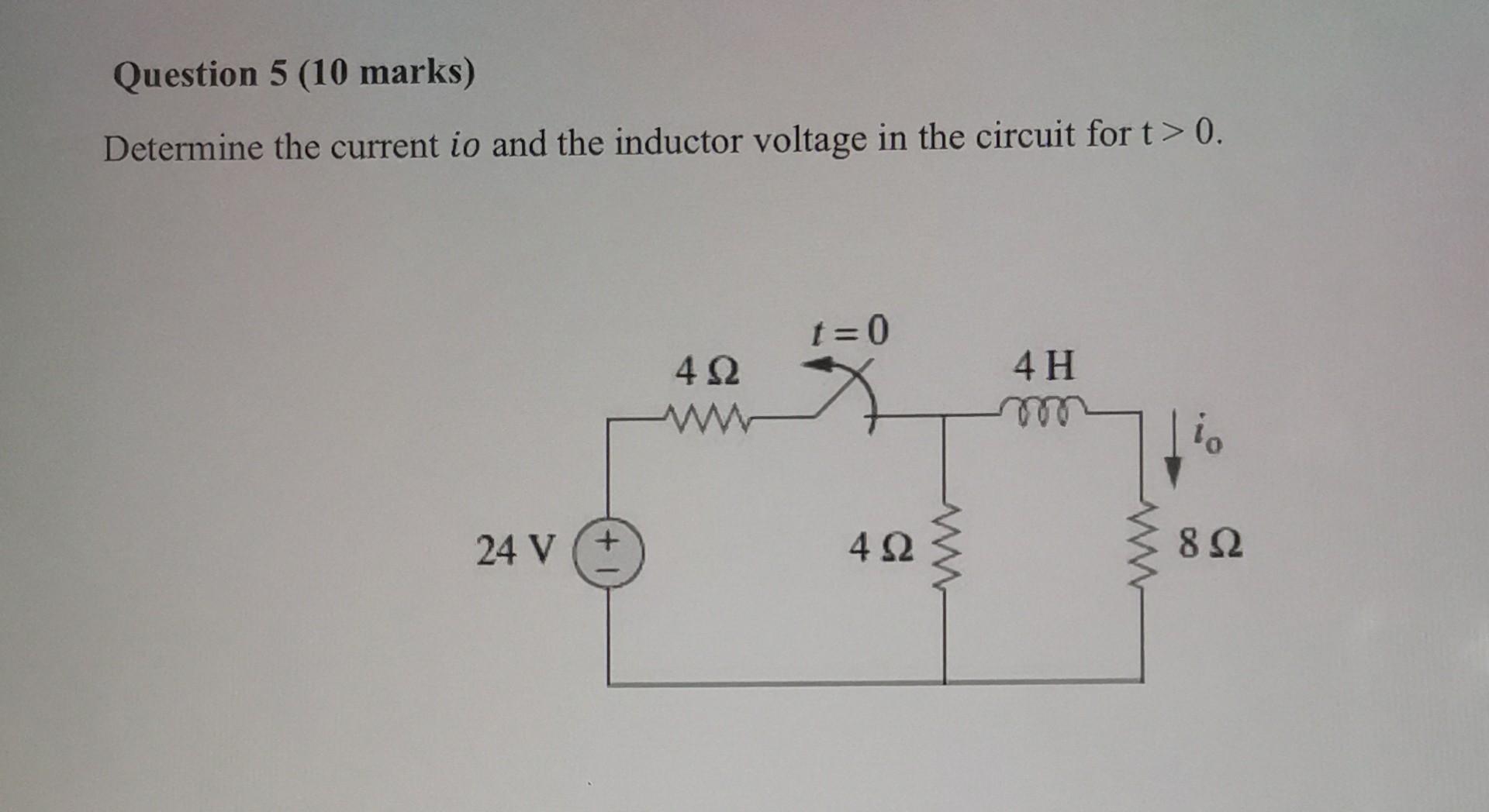 Solved Determine the current io and the inductor voltage in | Chegg.com