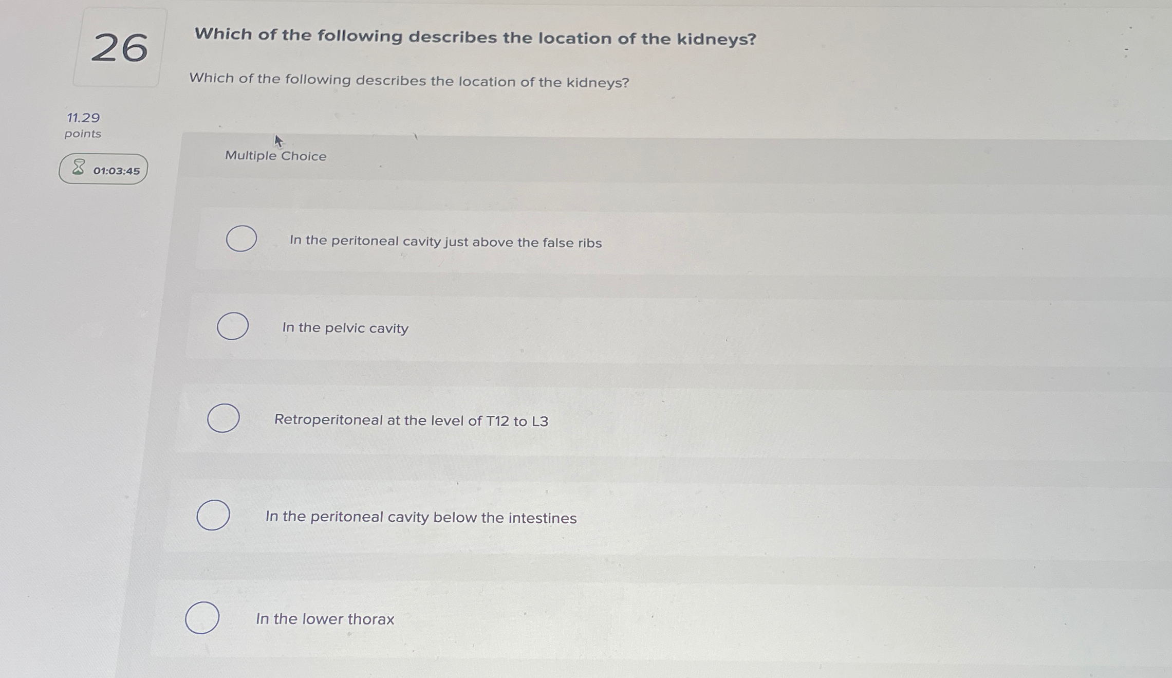 Solved 26Which of the following describes the location of | Chegg.com