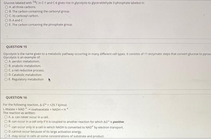 Solved Glucose labeled with 14C in C-1 and C-6 gives rise in | Chegg.com