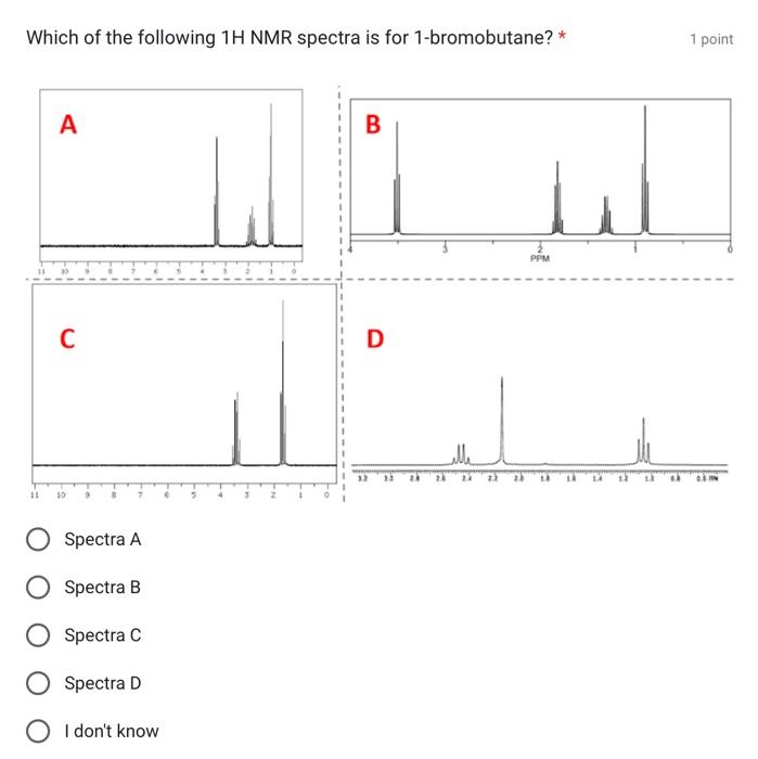 Solved Which of the following 1H NMR spectra is for | Chegg.com