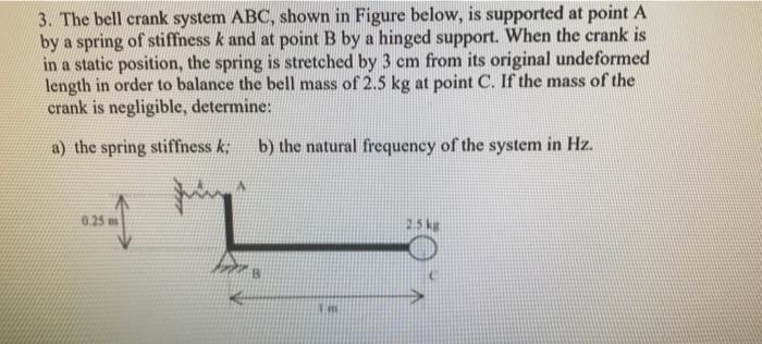 Solved 3. The bell crank system ABC, shown in Figure below, | Chegg.com