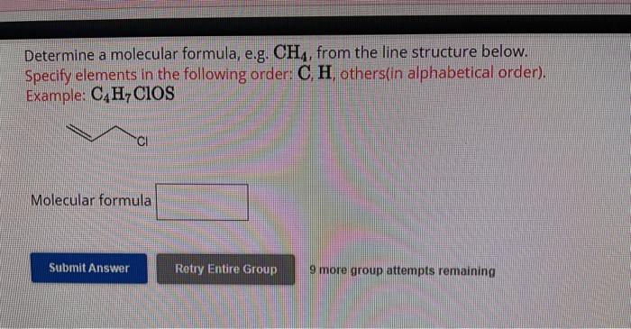 Solved Determine a molecular formula, e.g. CH4, from the | Chegg.com