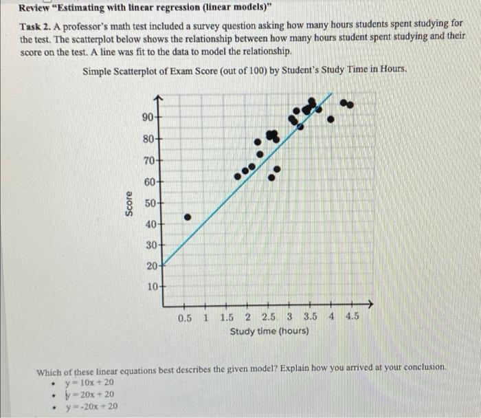 Solved Review “Estimating with linear regression (linear | Chegg.com