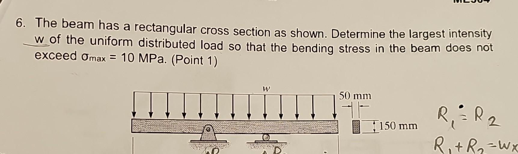 Solved 6. The beam has a rectangular cross section as shown. | Chegg.com