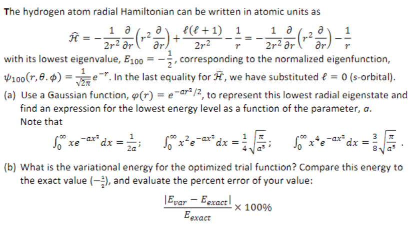 Solved The hydrogen atom radial Hamiltonian can be written | Chegg.com