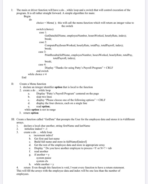 Solved Final Program: Patty's Payroll specification Write a | Chegg.com