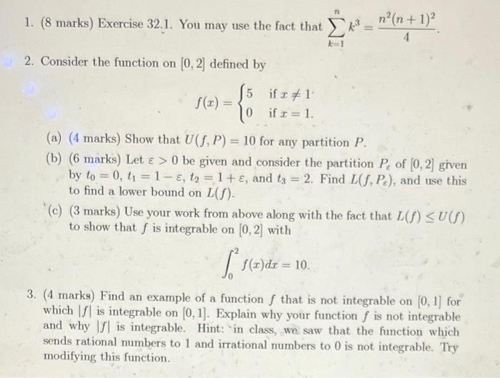 Solved 1. (8 marks) Exercise 32.1. You may use the fact that | Chegg.com