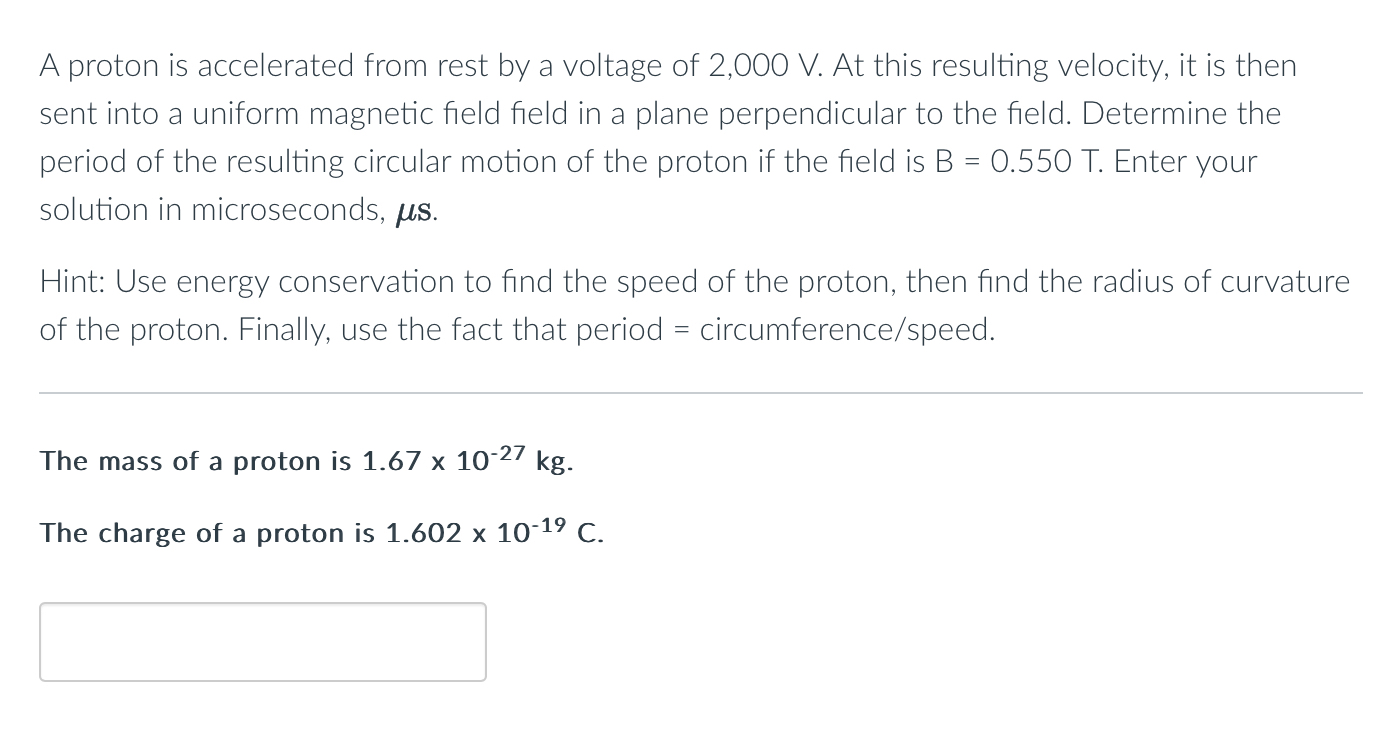 Solved A proton is accelerated from rest by a voltage of | Chegg.com