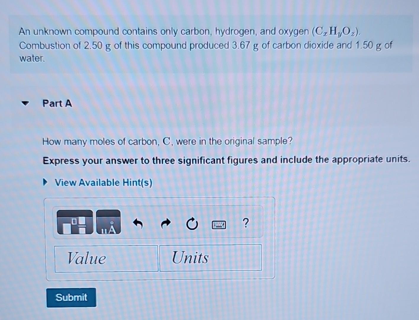 Solved An unknown compound contains only carbon, hydrogen, | Chegg.com