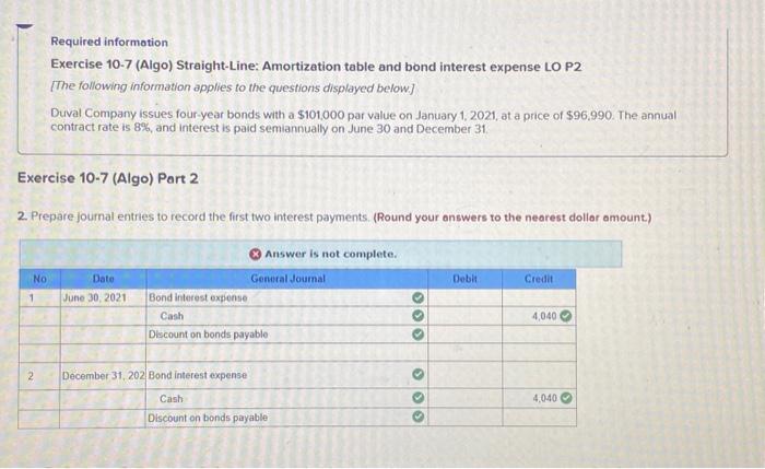 Solved Exercise 10-7 (Algo) Straight-Line: Amortization | Chegg.com