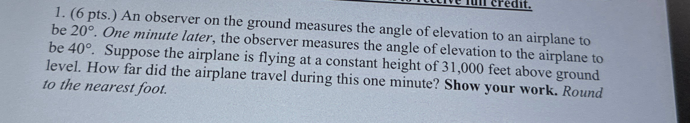 Solved ( 6 ﻿pts.) ﻿An observer on the ground measures the | Chegg.com