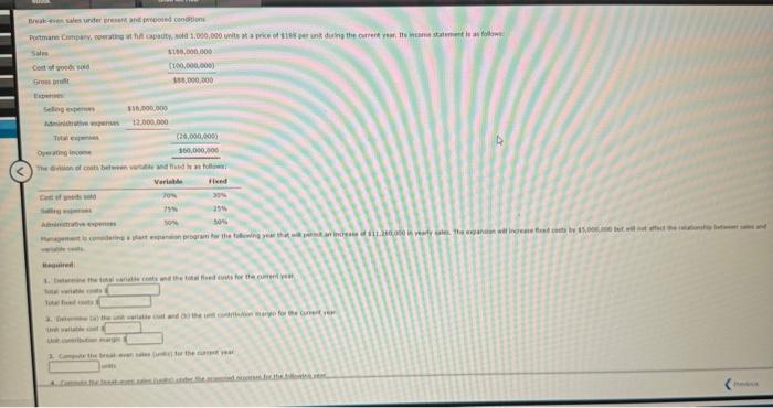 Required: 1. Deternine the total variable costs and | Chegg.com