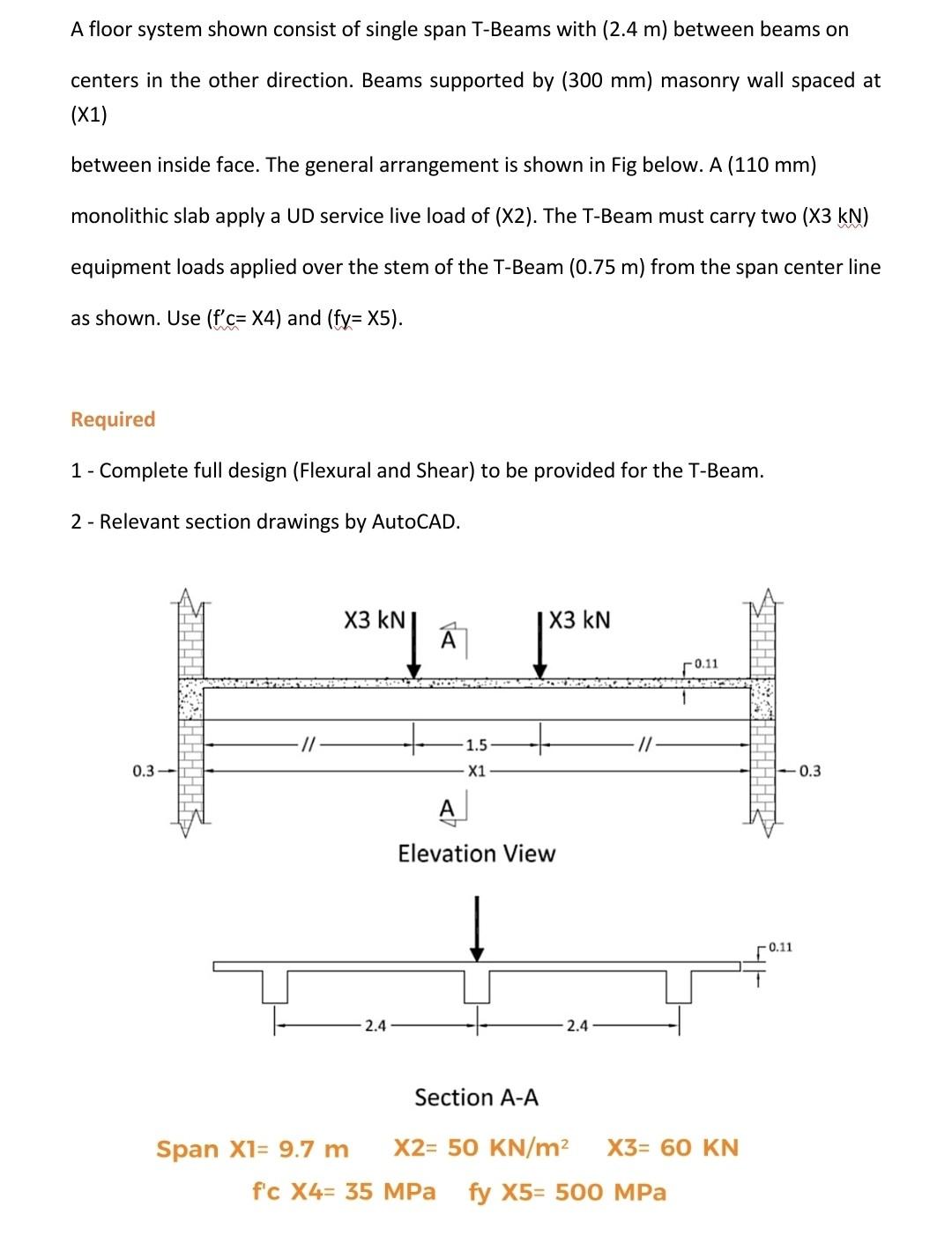 Solved A floor system shown consist of single span T-Beams | Chegg.com