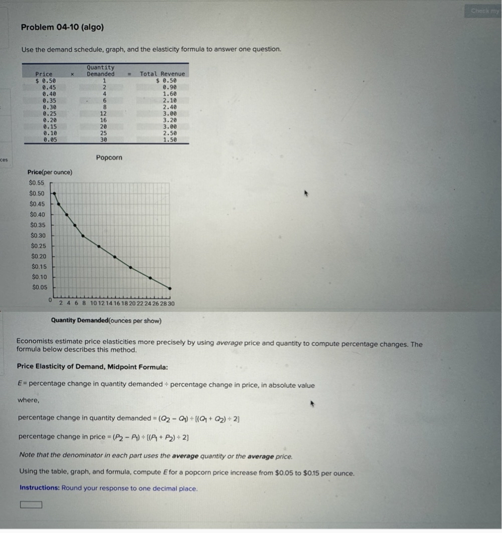 Solved Problem 04-10 (algo)Use the demand schedule, graph, | Chegg.com