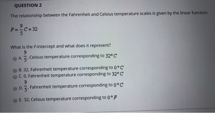 Solved QUESTION 2 The relationship between the Fahrenheit | Chegg.com