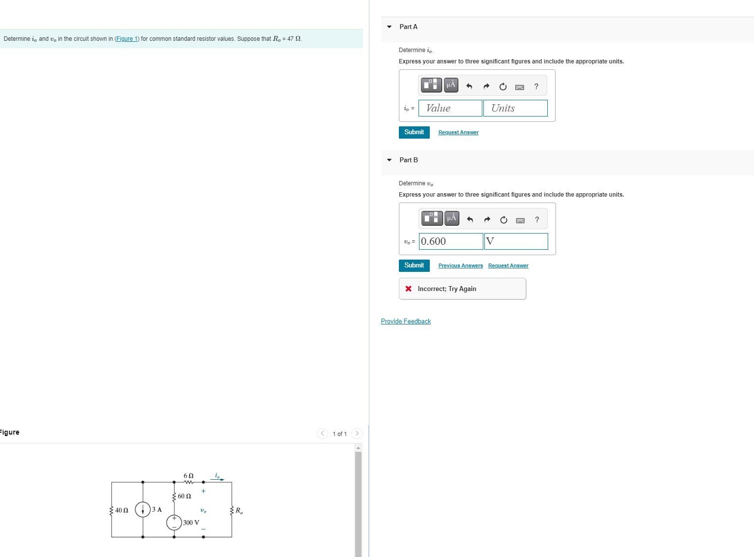 Solved Determine io ﻿and vo ﻿in the circuit shown in (Figure | Chegg.com