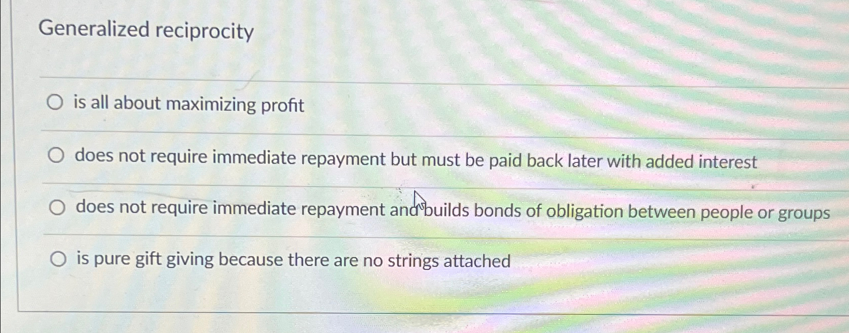 Solved Generalized reciprocityis all about maximizing | Chegg.com