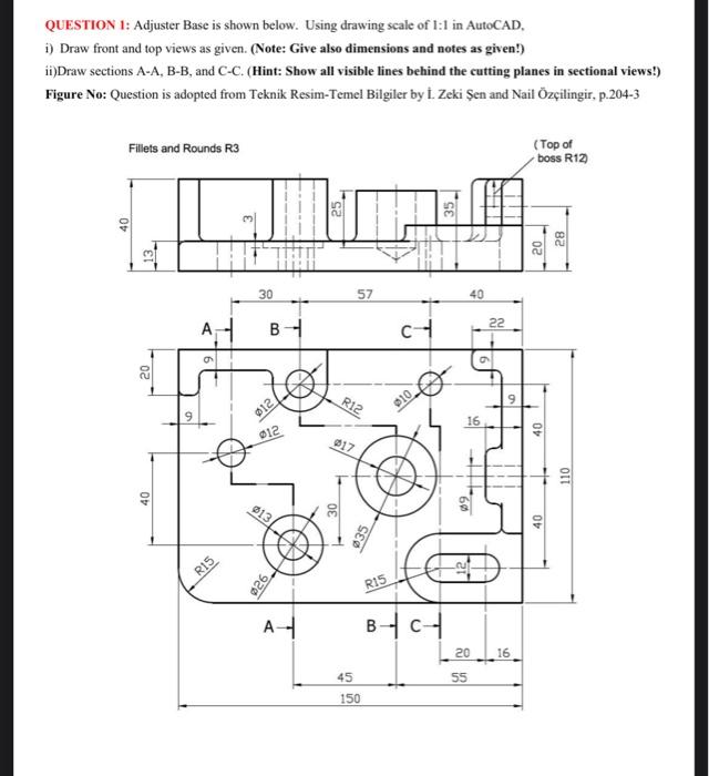 Solved QUESTION 1: Adjuster Base is shown below. Using | Chegg.com