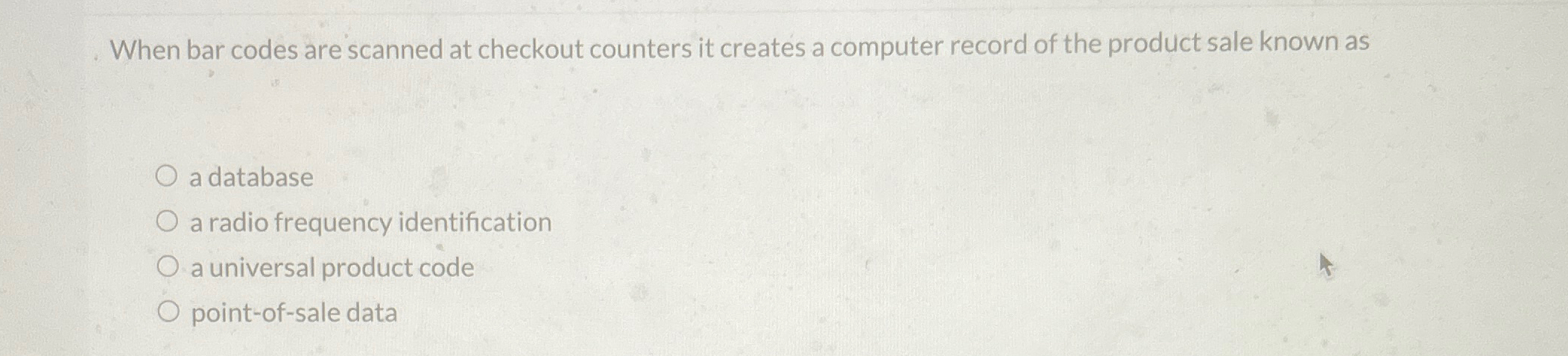 Solved When bar codes are scanned at checkout counters it | Chegg.com