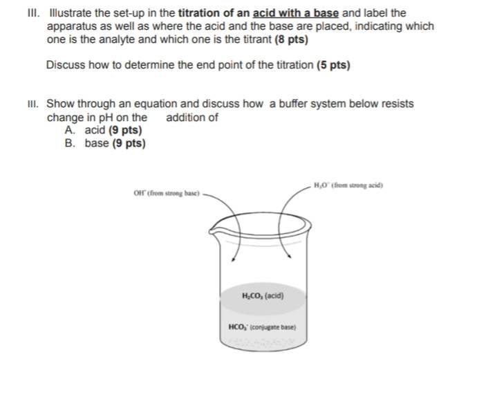 Solved III. Illustrate the set-up in the titration of an | Chegg.com