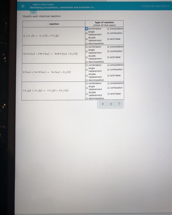 Solved Simple Reactions Identifying Precipitation