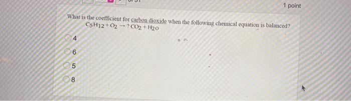 Solved 1 point What is the coefficient for carbon dioxide | Chegg.com