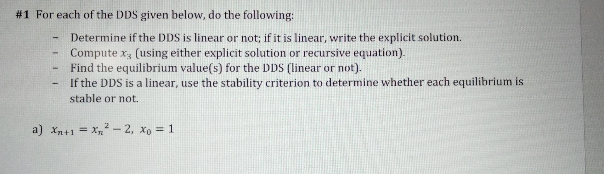 Solved - #1 For each of the DDS given below, do the | Chegg.com