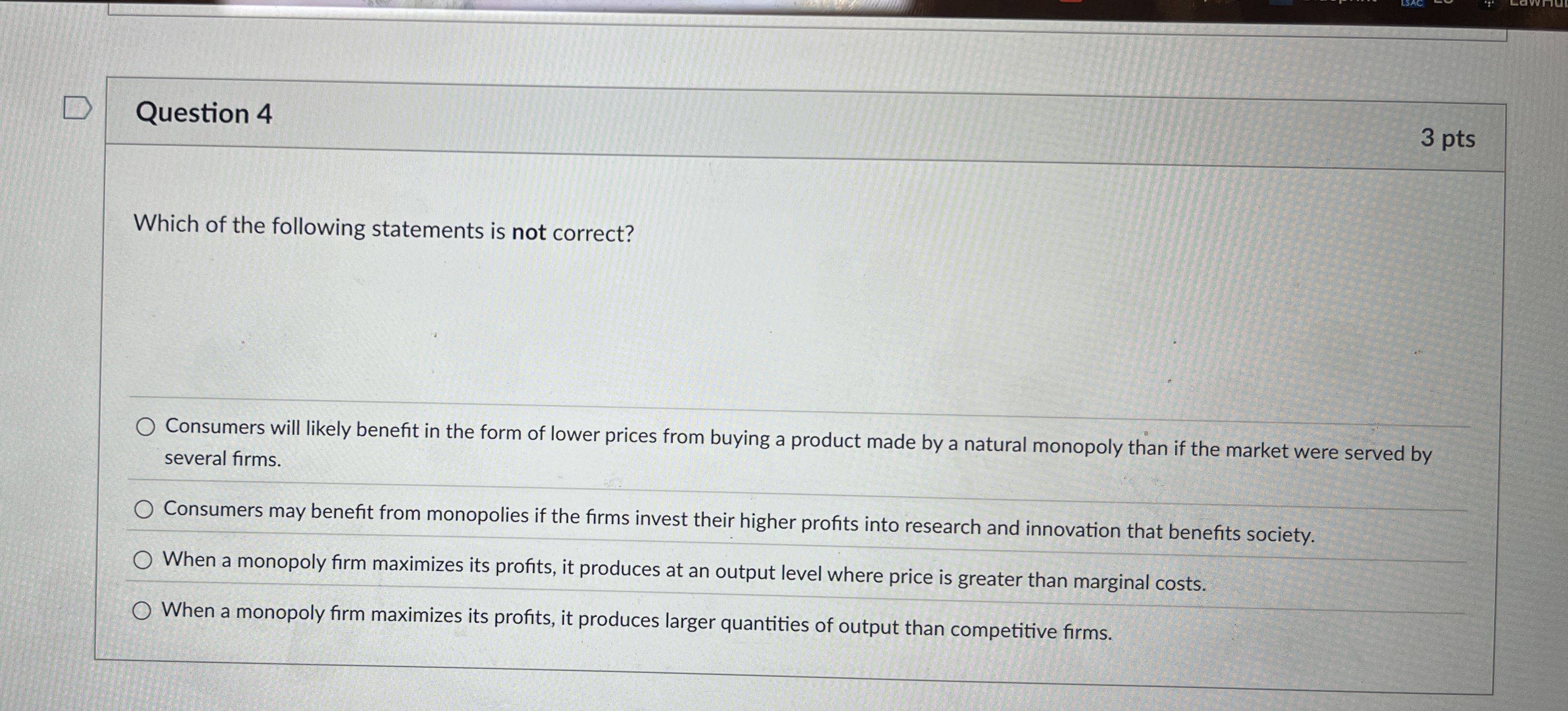 Solved Question 43 ﻿ptsWhich of the following statements is | Chegg.com