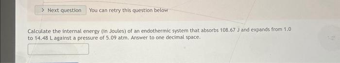 Solved Calculate the internal energy (in Joules) of an | Chegg.com