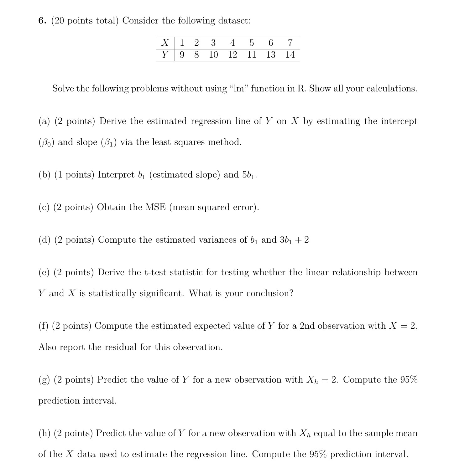 Solved Consider the following dataset:Solve the following | Chegg.com