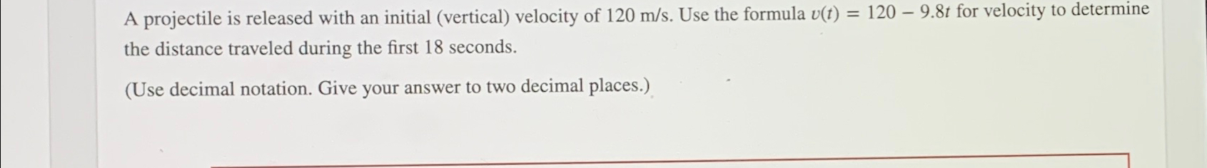 Solved A projectile is released with an initial (vertical) | Chegg.com