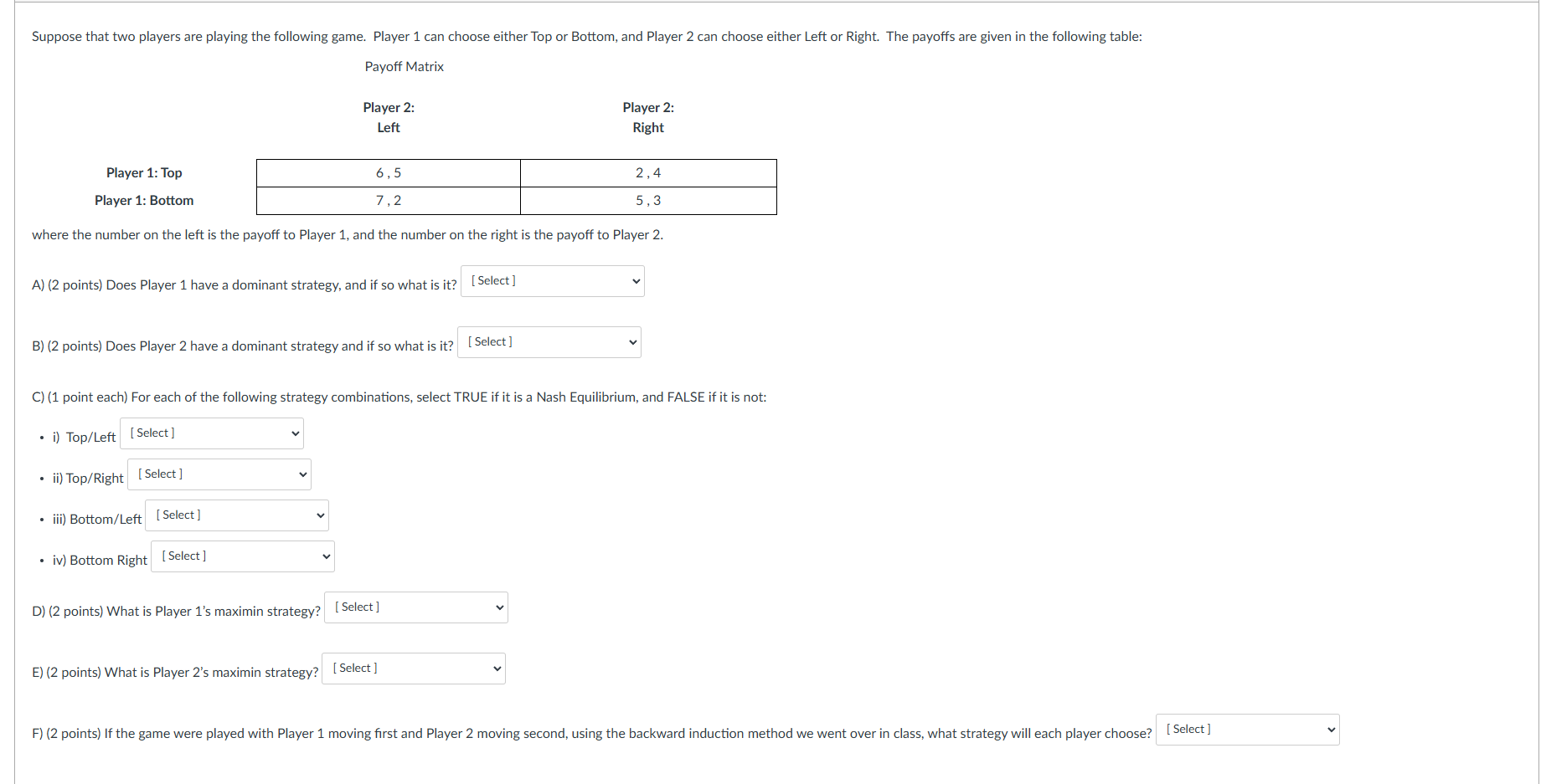 Suppose that two players are playing the following | Chegg.com