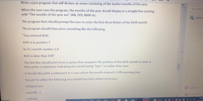 Solved Deport Write a java program that will declare an enum | Chegg.com