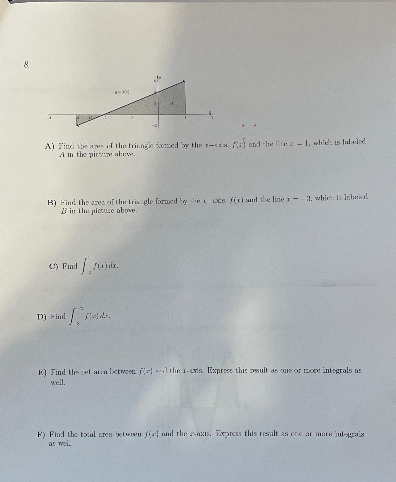 Solved A) ﻿Find the area of the triangle formed by the | Chegg.com