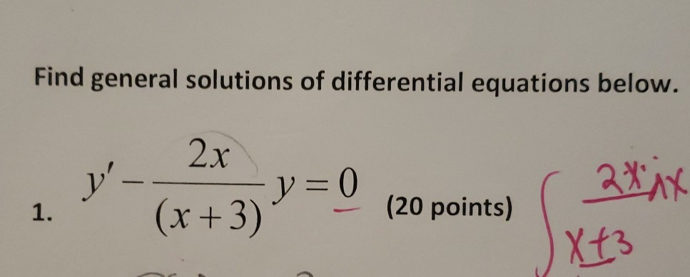 Solved Find general solutions of differential equations | Chegg.com