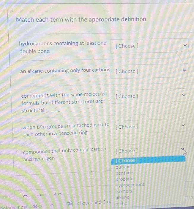 Solved Match each term with the appropriate definition. | Chegg.com