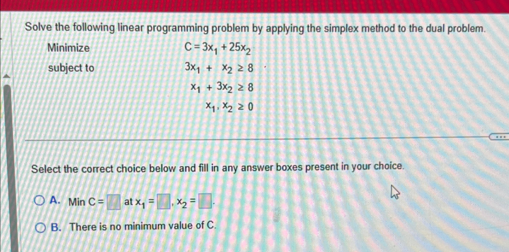 Solved Solve the following linear programming problem by | Chegg.com