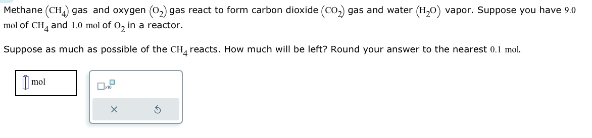 Solved Methane (CH4) ﻿gas and oxygen (O2) ﻿gas react to form | Chegg.com