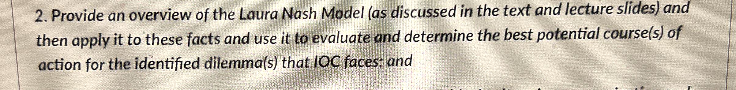 Solved Provide an overview of the Laura Nash Model (as | Chegg.com