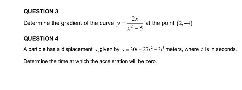 Solved QUESTION 3 Determine the gradient of the curve | Chegg.com