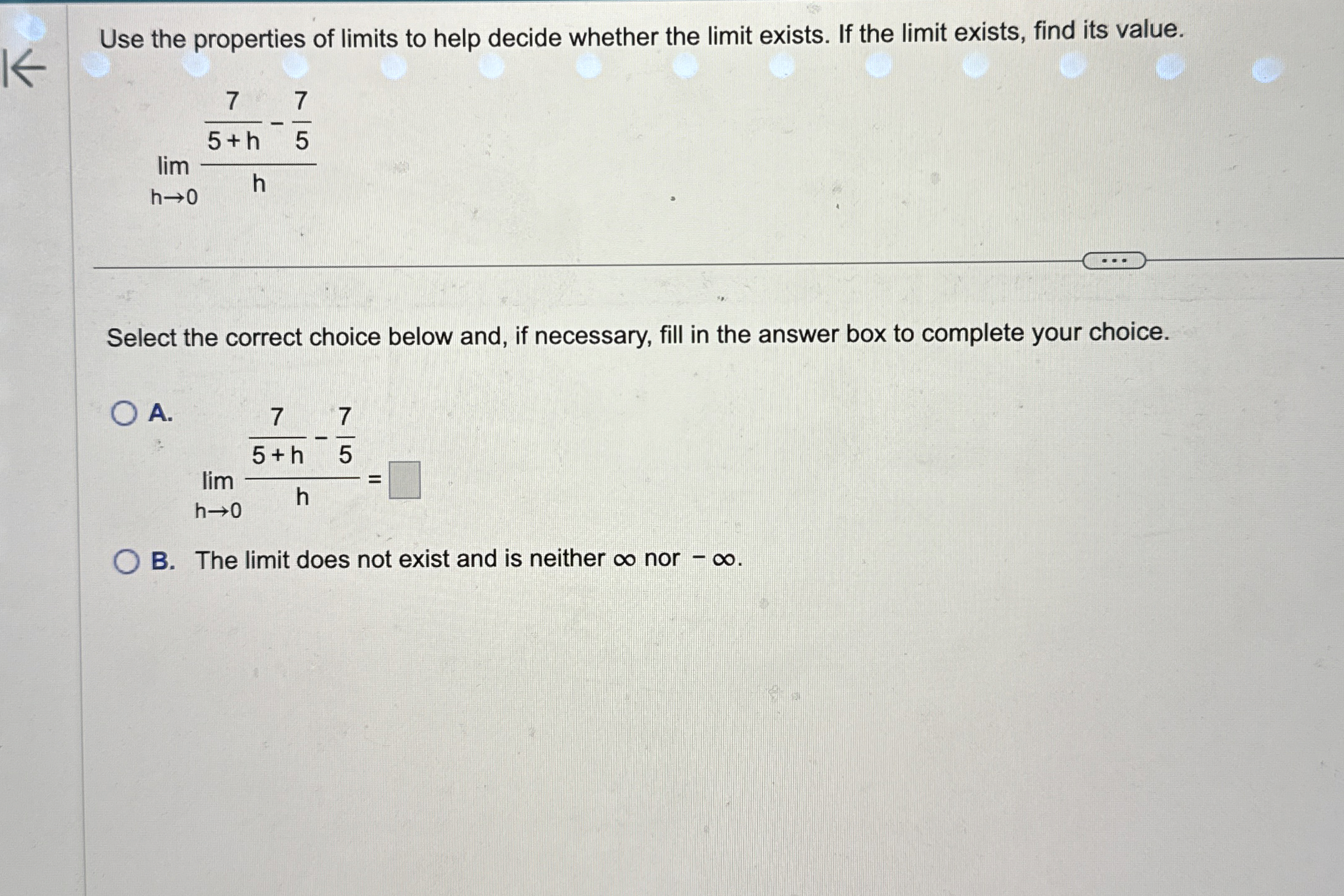 Solved Use the properties of limits to help decide whether | Chegg.com