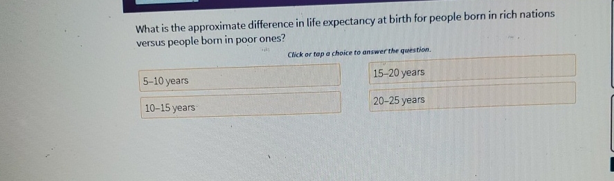Solved What is the approximate difference in life expectancy | Chegg.com