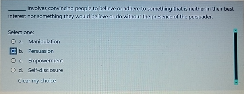 Solved involves convincing people to believe or adhere to | Chegg.com