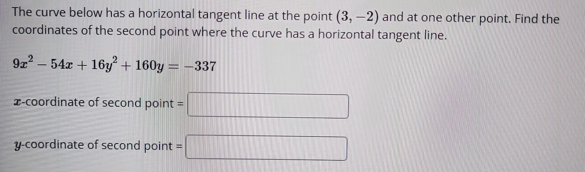 Solved The curve below has a horizontal tangent line at the | Chegg.com