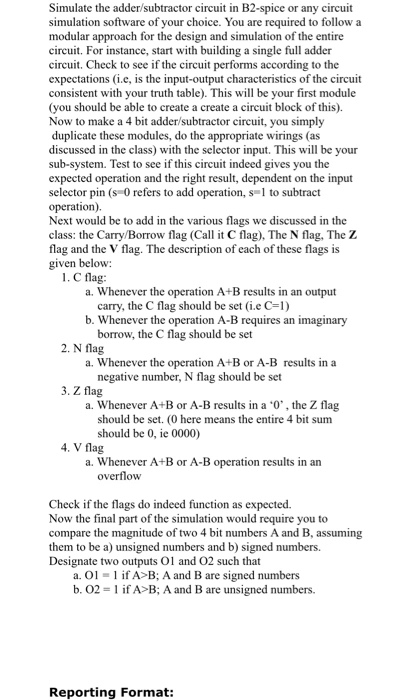 Simulate the adder/subtractor circuit in B2-spice or | Chegg.com